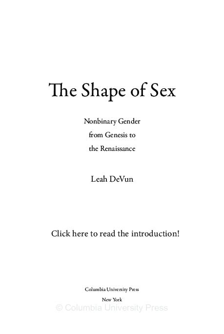 Pdf The Shape Of Sex Nonbinary Gender From Genesis To The