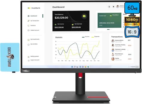 Amazon Com Lenovo ThinkVision T I Monitor B MAT US Bundle With Docztorm Dock FHD IPS