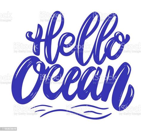 안녕하세요 바다 흰색 배경에 격리 된 문자 문구입니다 포스터 카드 배너 전단지에 대한 디자인 요소 벡터 일러스트레이션 계절에