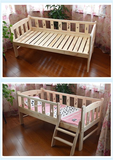 榉木儿童房实木拼接儿童床拼接床婴儿床大床加宽床榉木宝宝床边 阿里巴巴