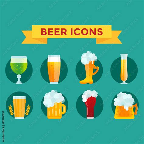 Beer Glass Vector Set Stock Vector Adobe Stock