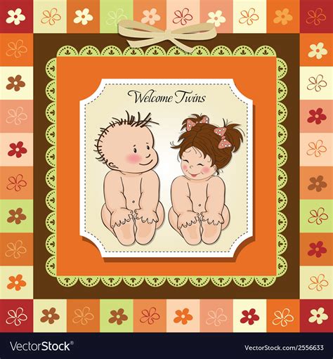 Baby Twins Shower Card Royalty Free Vector Image