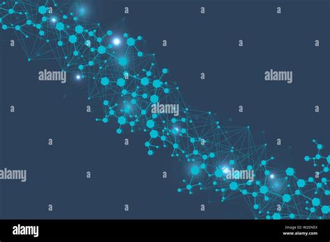 Science Network Pattern Connecting Lines And Dots Technology Hexagons Structure Or Molecular