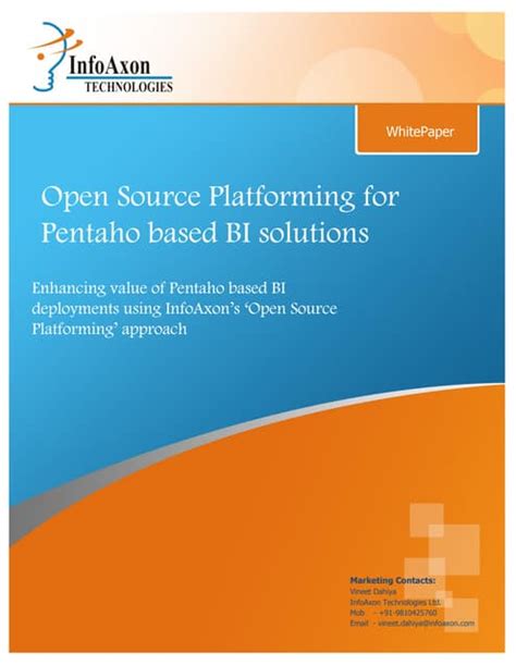 Open Source Platforming For Pentaho Based Bi Solutions Pdf
