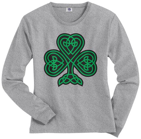 Celtic Shamrock Womens Long Sleeve T Shirt Etsy