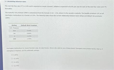 Solved Calculating Interest Ratesthe Real Risk Free Rate