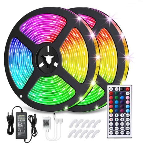 Kit De Rvb Led Band 10m Bluetooth App Control 16 Millions De Couleurs 44 Touches Ip65 Smd