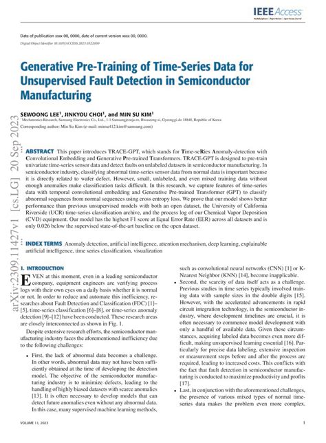 Generative Pre Training Of Time Series Data For Unsupervised Fault Detection In Semiconductor