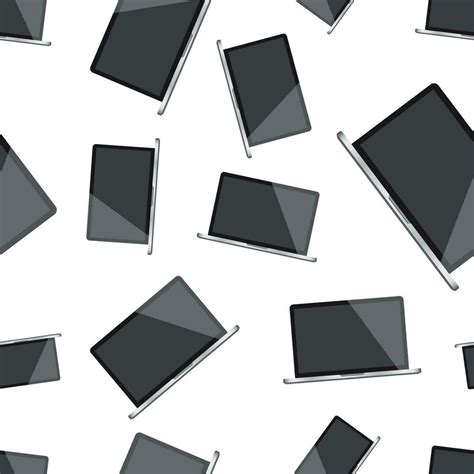Laptop Computer Seamless Pattern Background Business Flat Vector Illustration Realistic Device