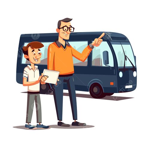 소년과 이야기하고 버스를 가리키는 남자의 코칭 클립 아트 만화 그림 벡터 코칭 클립 아트 만화 Png 일러스트 및 벡터 에 대한 무료 다운로드 Pngtree