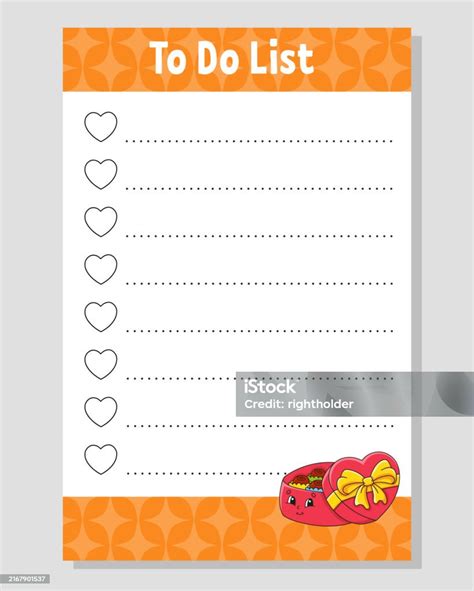 아이들을 위한 할 일 목록 빈 템플릿입니다 사각형 모양입니다 재밌는 캐릭터 만화 다이어리 노트 책갈피용 벡터 일러스트 레이 션