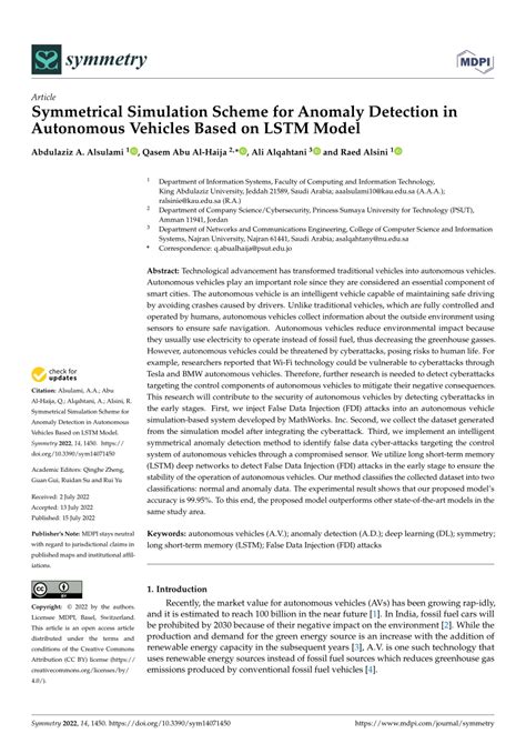 Pdf Symmetrical Simulation Scheme For Anomaly Detection In Autonomous