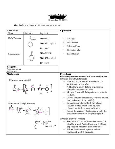 Aromatic Nitration Lab Reports Aromatic Nitration Sharel Vasquez
