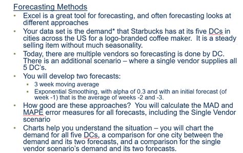 Solved Forecasting Methods Excel Is A Great Tool For Chegg Com