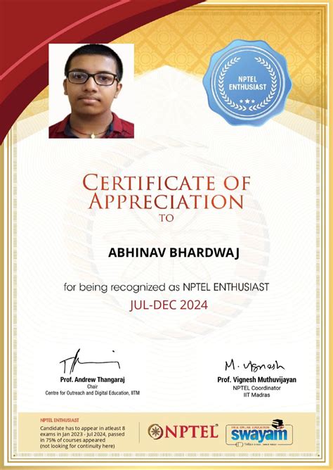 Abhinav Bhardwaj On Linkedin I Have Been Recognized As An Nptel Star For Successfully Completing