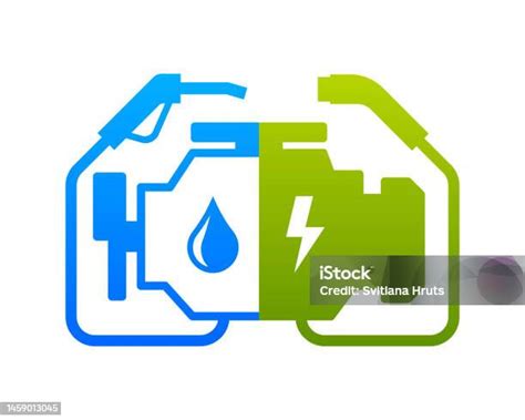 플러그인 하이브리드 전기 자동차 엔진 벡터 기호입니다 Phev 자동차 전기 에너지 및 연료 엔진 기호의 절반 섹션 부분 벡터