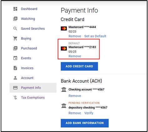 Managing Payment Methods Proxibid