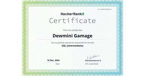 Dewmini Gamage On Linkedin Hackerrank Skill Certificate