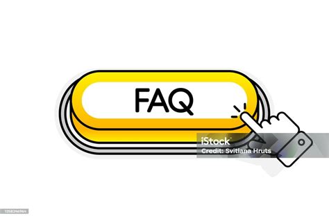 흰색 배경에 격리 된 비문 Faq가있는 노란색 3d 버튼 마우스 커서 선형 설계 벡터 그림입니다 컴퓨터 마우스에 대한 스톡 벡터 아트 및 기타 이미지 Istock