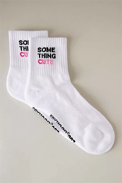Soxygen Something Cute Slogan Organic Cotton Ribbed Crew Socks Anthropologie Uk