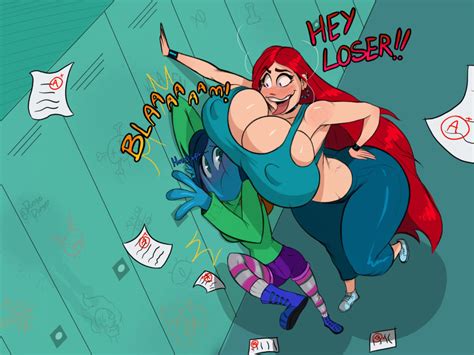 Rule 34 2girls Ass Window Big Breasts Blue Body Blue Skin Boob Window Bullying Casual Casual