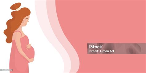 출산 병원 주 산기 센터 임산부를위한 학교를위한 배너 디자인 템플릿입니다 젊은 백인 임산부의 만화 평면 그림 행복한 임신 모성