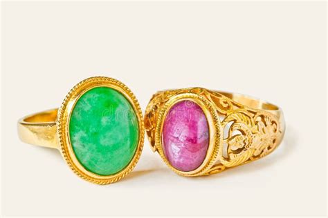 Jade And Ruby Rings Stock Image Image Of Jadeite Asian 48096467