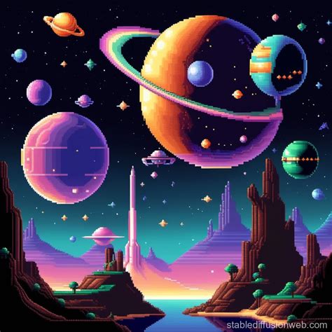 Pixel Art Space Scene Stable Diffusion Online