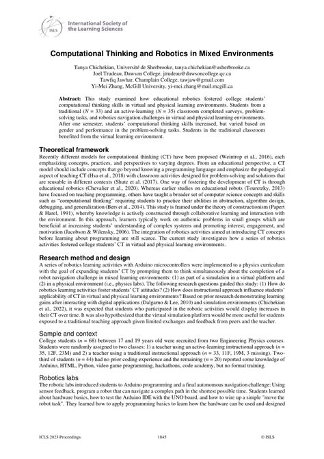Pdf Computational Thinking And Robotics In Mixed Environments