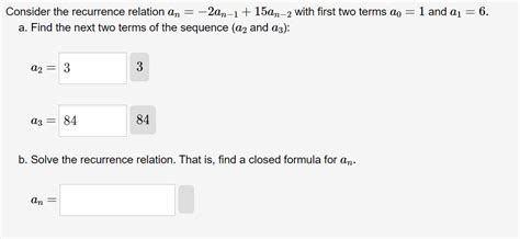 solved consider the recurrence relation an −2an−1 15an−2