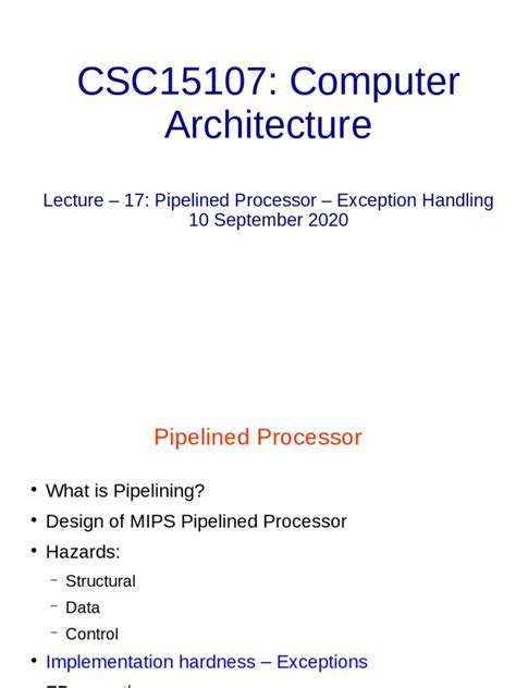 3 Pipelining Exceptions Pdf Central Processing Unit Electrical Engineering