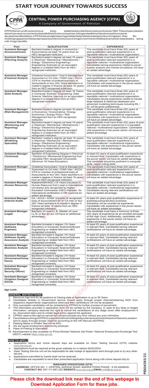 Central Power Purchasing Agency Jobs 2024 Cppa Islamabad Ots