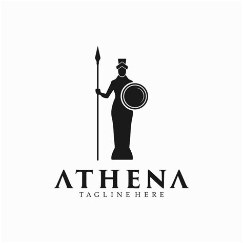 silhouette of athena minerva with shield and spear logo design 12885668 ...