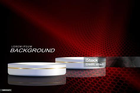 빨간색 메쉬 배경에 황금 테두리가 있는 둥근 흰색 스테이지 1위에 대한 스톡 벡터 아트 및 기타 이미지 1위 구도 닦기