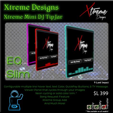 Second Life Marketplace Mini Dj Tipjar Eq Slim