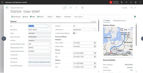 Microsoft Dynamics 365 Business Central Olsen Transport As Integration Cargoson