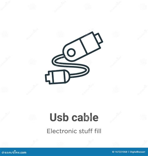 Usb Cable Outline Vector Icon Thin Line Black Usb Cable Icon Flat Vector Simple Element