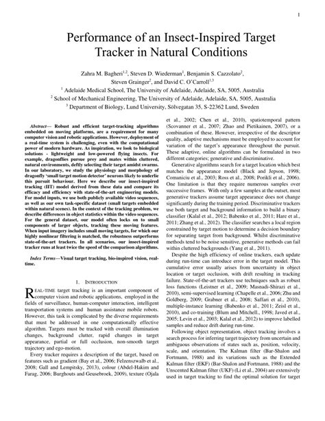 Pdf Performance Of An Insect Inspired Target Tracker In Natural