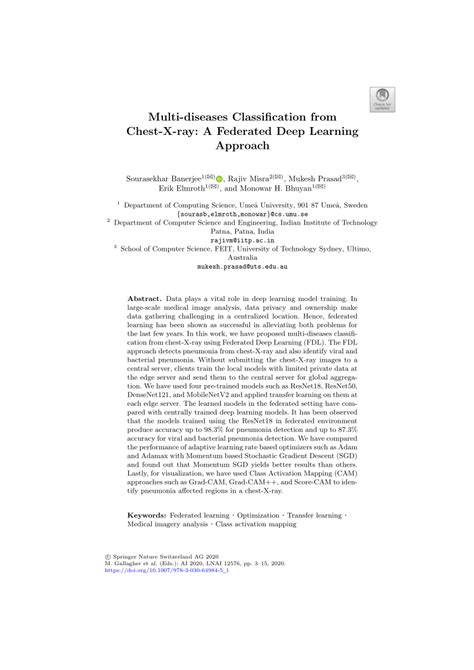 Pdf Multi Diseases Classification From Chest X Ray A Federated Deep Learning Approach