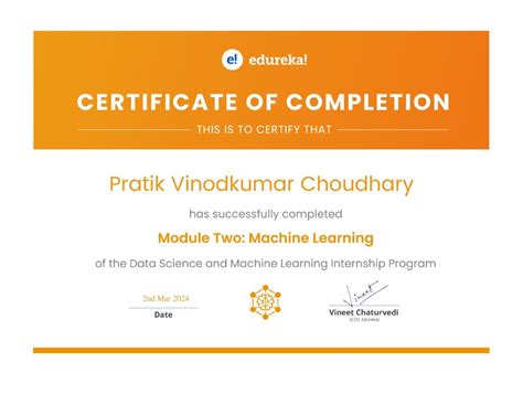 Completion Of Data Science And Ml Internship Pratik Choudhary Posted On