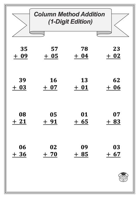 4 Printable 1 4 Digit Column Method Addition Math Worksheets