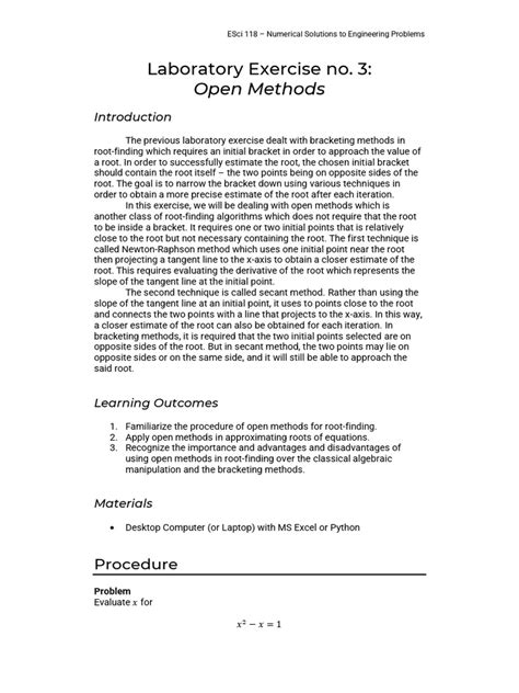 Esci 118 Labex 3 Lab Guide Open Methods Pdf Quadratic