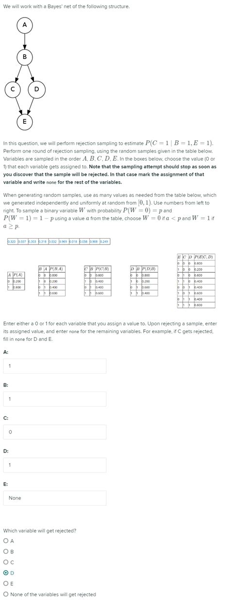 A Bayes Net Questions From My Intro To AI Assignment Chegg