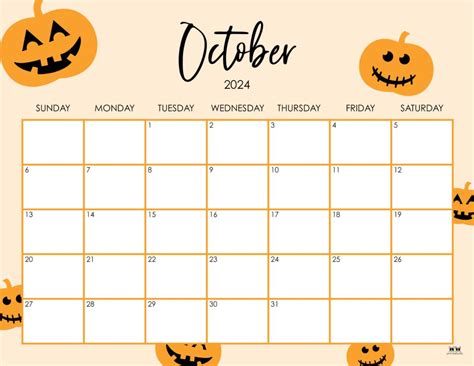 Blank October Halloween Calendar