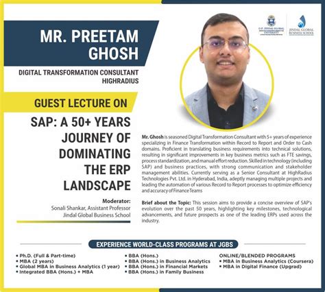 Preetam Ghosh On Linkedin Guestlecture Sap Erp Jgbs Businesseducation Realworldlearning