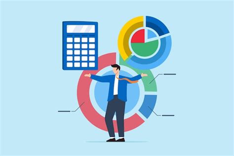 Premium Vector Businessman With Calculator And Pie Chart