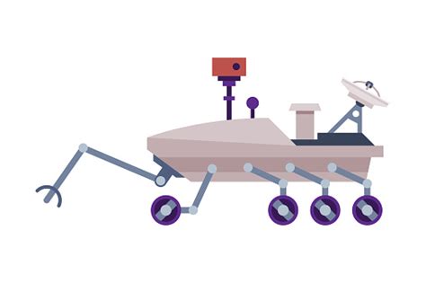 우주 로버 우주 탐사 플랫 스타일 벡터 일러스트 화이트 배경에 로봇 자율 주행 차량 과학에 대한 스톡 벡터 아트 및 기타 이미지