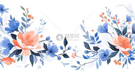 白色背景上对称的两个卡通花朵图案插画图片下载 正版图片402533142 摄图网