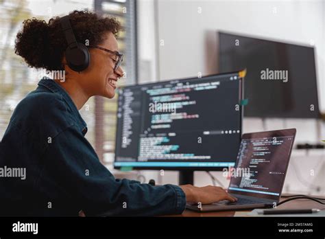 Freelancer Female Making New Project As Web Designer And Programmer On