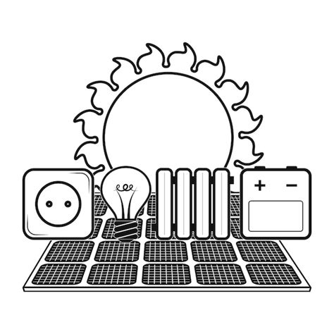 태양광 패널 및 가전제품 설계 대체 전기 에너지원 프리미엄 벡터